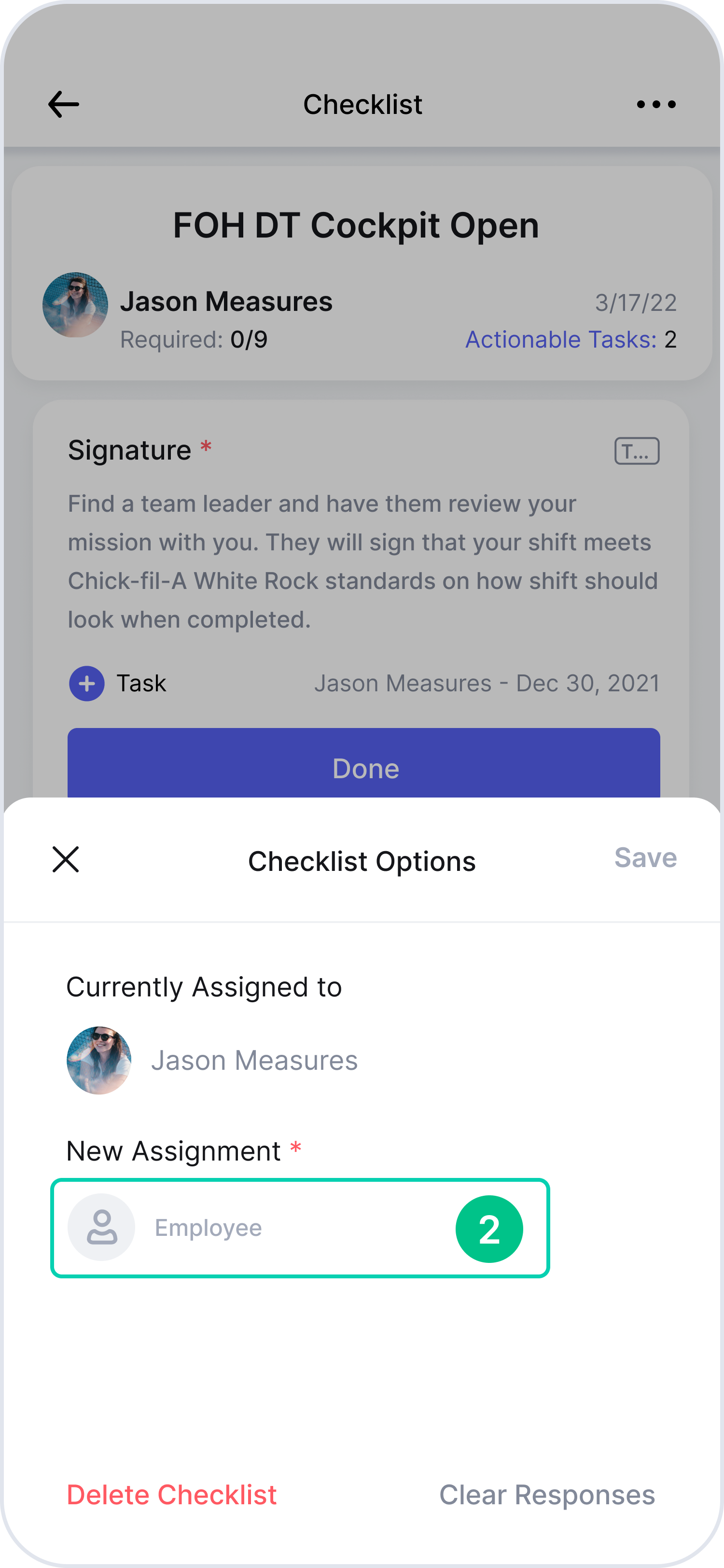 Reassign A Checklist Vsbl